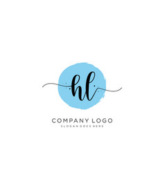 Hl initial handwriting logo with rectangle Vector Image