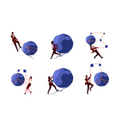 Businessman pushing large stone uphill Royalty Free Vector