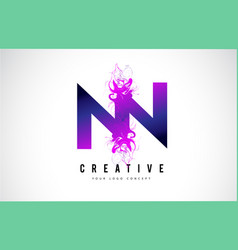 Nn n n brushed letter logo design with creative Vector Image