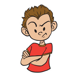 Simple black and white angry boy Royalty Free Vector Image