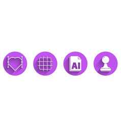 Set grid graph paper heart with bezier curve Vector Image