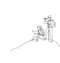 Single one line drawing young couple man woman Vector Image