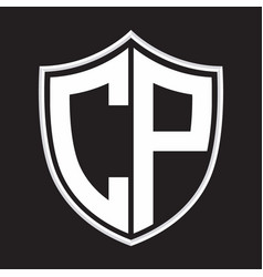 Cp logo monogram with shield shape isolated blue Vector Image