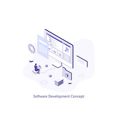 Programmer at work concept can use for web banner Vector Image