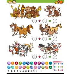Calculating animals cartoon game Royalty Free Vector Image