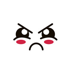 Kawaii cute face expression eyes and mouth angry Vector Image
