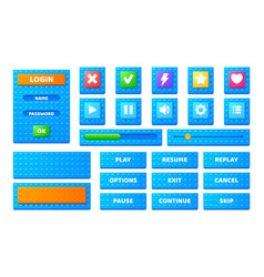 Game menu interface ui elements buttons bars set Vector Image