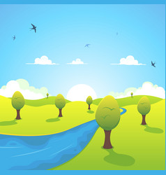 Spring landscape background with river Royalty Free Vector
