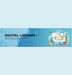 Digital book web banner design student reading Vector Image