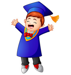 Happy graduation boy cartoon Royalty Free Vector Image