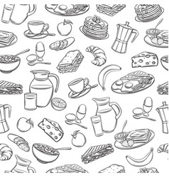 Doodle breakfast seamless pattern Royalty Free Vector Image