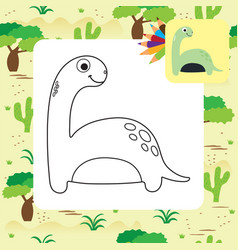 Funny cartoon dinosaurs collection coloring book Vector Image