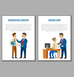 Man standing with his fellow giving him word Vector Image