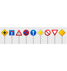 Road highway regulatory signs set traffic control Vector Image