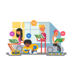 A group student studies many languages Royalty Free Vector