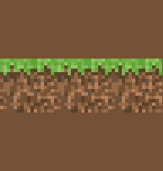 Pixel minecraft style land block background Vector Image