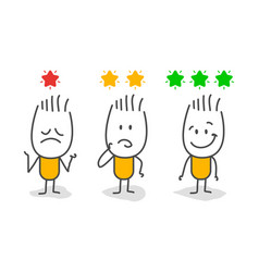 Stick figures give review rating and feedback Vector Image