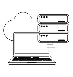 Cloud computing technology black and white Vector Image