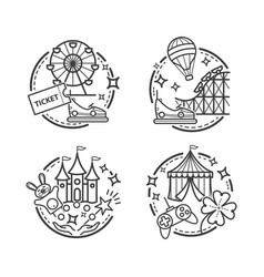 Amusement park outline icons Royalty Free Vector Image