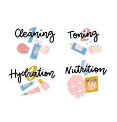 Girl washing her face with special skincare soap Vector Image