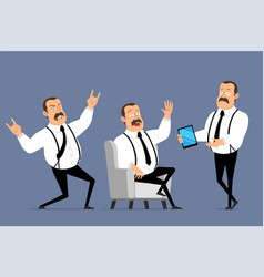 Cartoon funny fat office man character set Vector Image