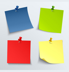Note color paper with push colored pin template Vector Image