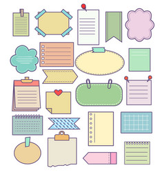Paper notes top view note sticker set Royalty Free Vector