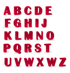 Red 3d letters alphabet lettering design of red Vector Image