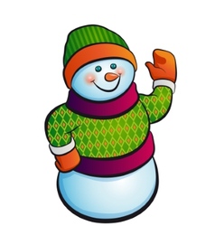 Cartoon mouse in a knitted cap and snowman Vector Image