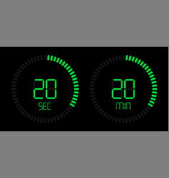 Stopwatch digital green countdown timer Royalty Free Vector