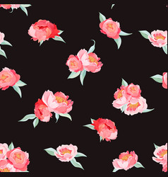 Pink peony flower seamless pattern Royalty Free Vector Image