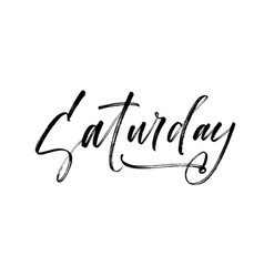 Saturday lettering postcard ink Royalty Free Vector Image