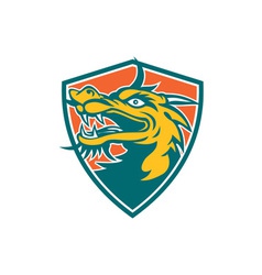 Dragon head fire crest retro Royalty Free Vector Image