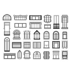 Arch windows realistic icon set Royalty Free Vector Image