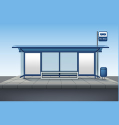 Bus Stop with bench and city background Royalty Free Vector