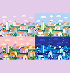 Pixel art cityscape town street 8 bit city Vector Image