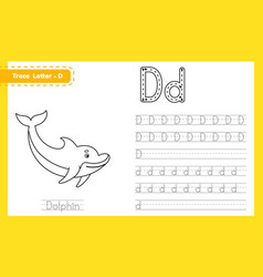 Trace letter d uppercase and lowercase alphabet Vector Image