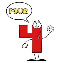 Funny cartoon friendly number 4 four guy Vector Image
