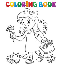 Coloring book with garden theme Royalty Free Vector Image