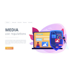Media content control concept landing page Vector Image