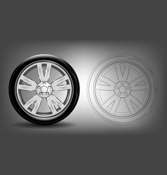 Isolated monochrome car wheel rim Royalty Free Vector Image