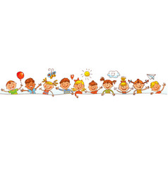 Happy group of children on birthday party Vector Image
