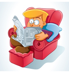 Owl drinking tea and reading newspaper Royalty Free Vector