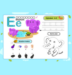 Alphabet letter e-elephant egg earth Royalty Free Vector