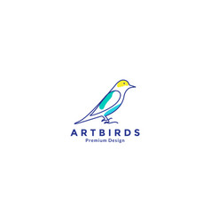 Bird lines art colorful parakeet logo symbol Vector Image