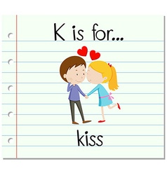 Flashcard alphabet K is for kiss Royalty Free Vector Image