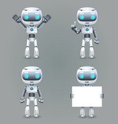 Different poses boy teen robot android artificial Vector Image