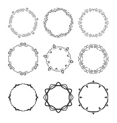 Hand drawn circle vignette frames set isolated Vector Image