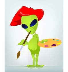 Cartoon book reading alien Royalty Free Vector Image