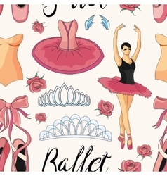 Ballet dancers seamless pattern music background Vector Image